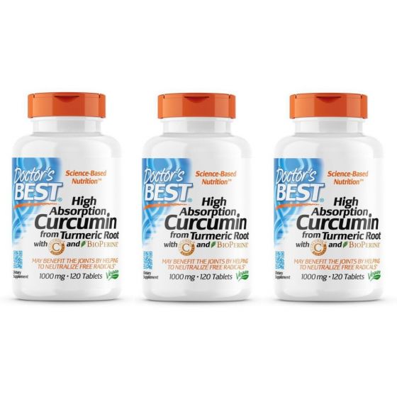 Doctor's Best - High Absorption Curcumin (1000 mg) - 3 x 120 tabletten